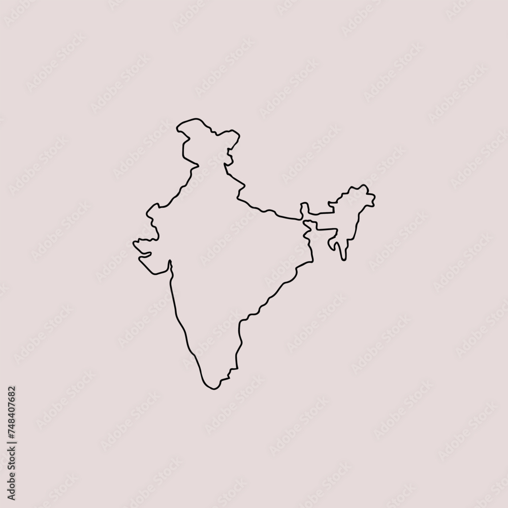Indian map icon, outline style white background Stock Vector | Adobe Stock