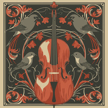 Vintage Music Violin Birds Free Stock Photo - Public Domain Pictures