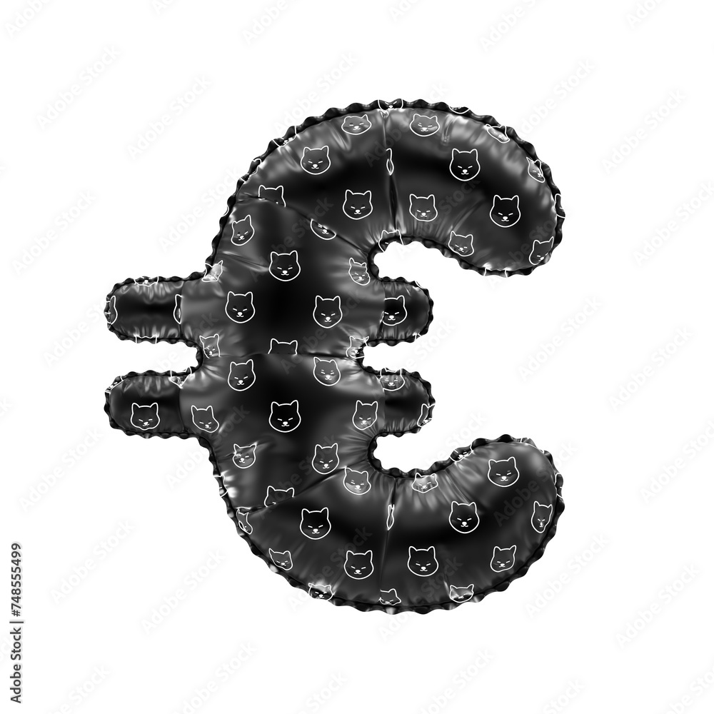 3D inflated balloon Euro Symbol/sign with black and white meme coin ...
