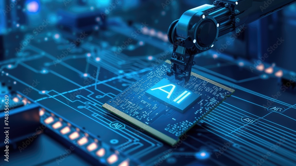 The advanced AI chip seamlessly integrates with the powerful processor ...