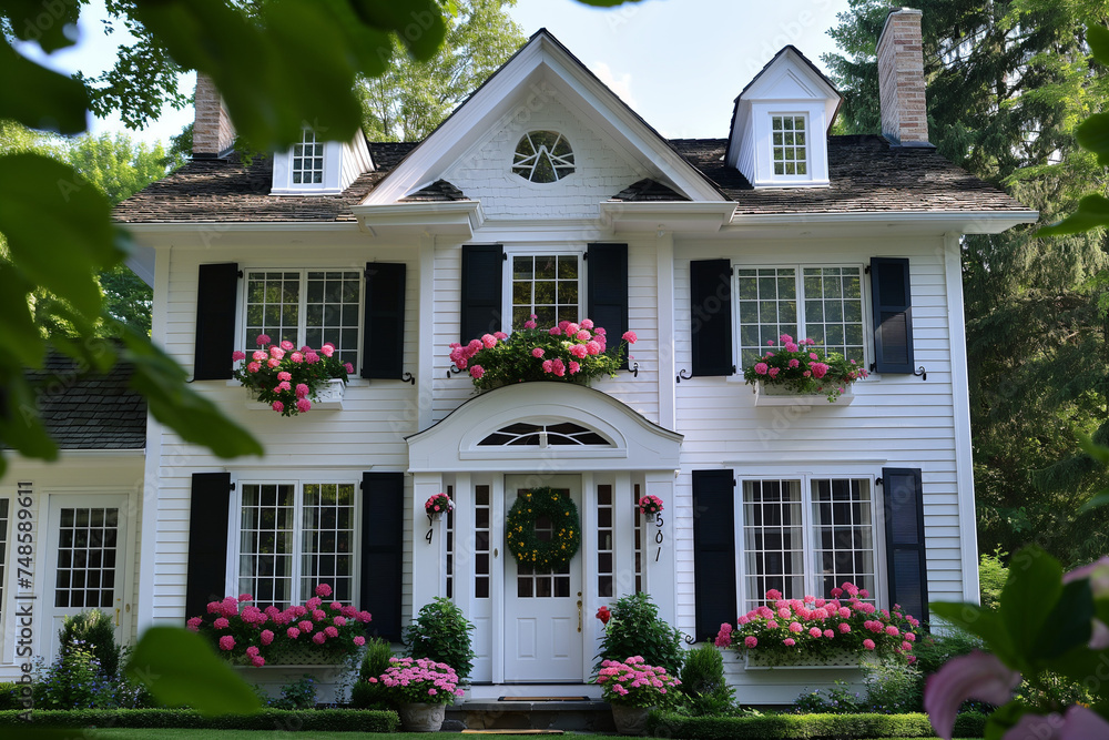 Charming Traditional House with Classic Architectural Details, White ...