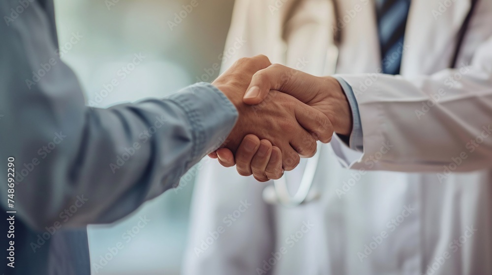 captivating close-up of doctor's hand giving handshake to patient after ...