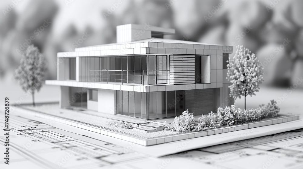 blueprint drawings of model house highlighting architectural design and ...