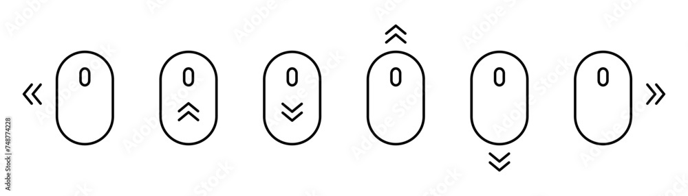Scroll set icons. Scrolling mouse icon collection. Click cursor ...