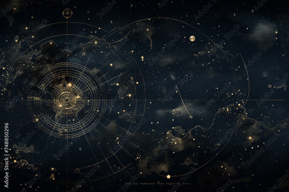 Steampunk Star Map with Constellations Stock Illustration | Adobe Stock