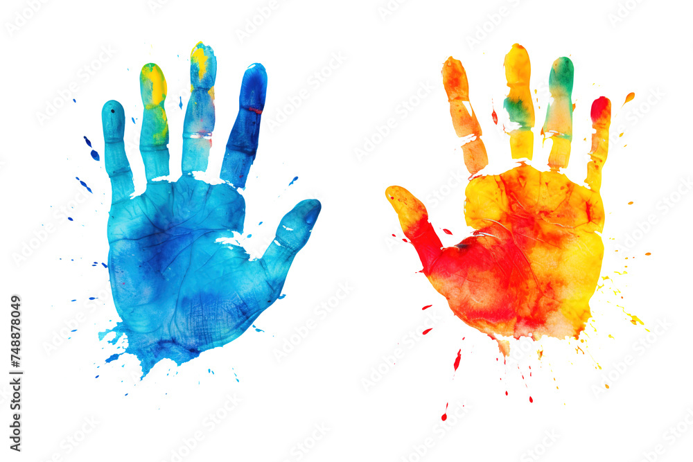 Colorful hand print isolated on transparent background Remove png ...
