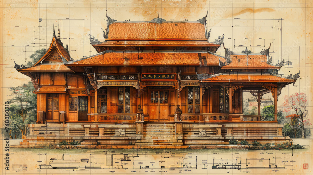 Stock-Illustration „a construction blueprint in an exploded schematic ...