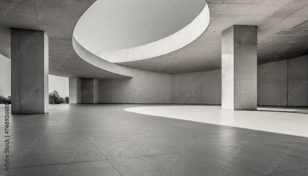 Empty abstract architecture building in minimal concrete design with ...