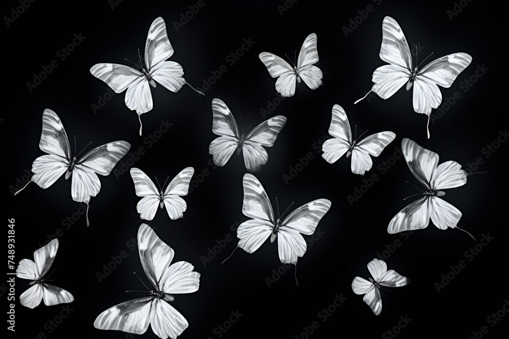 Macro photography of butterflies with big wings, black and white colors ...