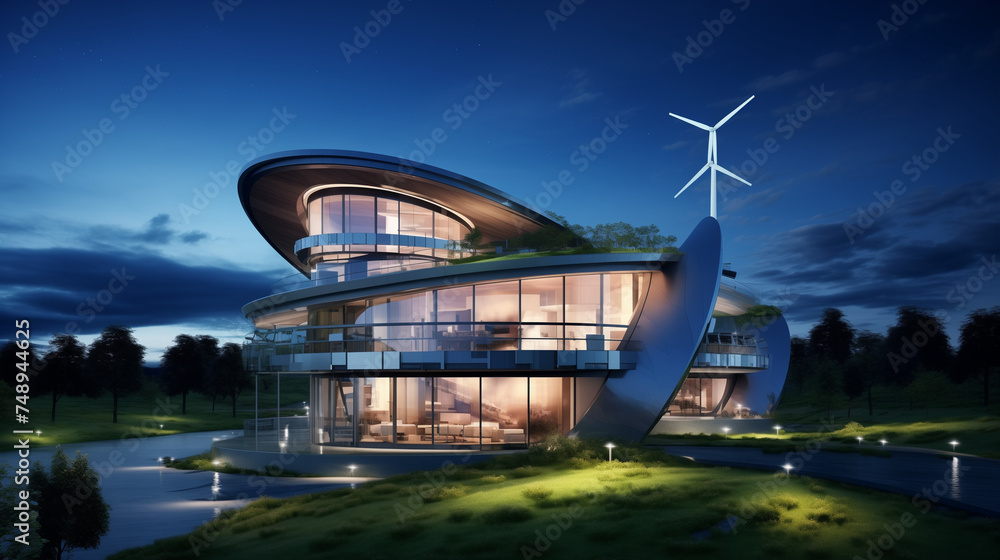 Wind-powered energy-efficient home with a unique blend of ...