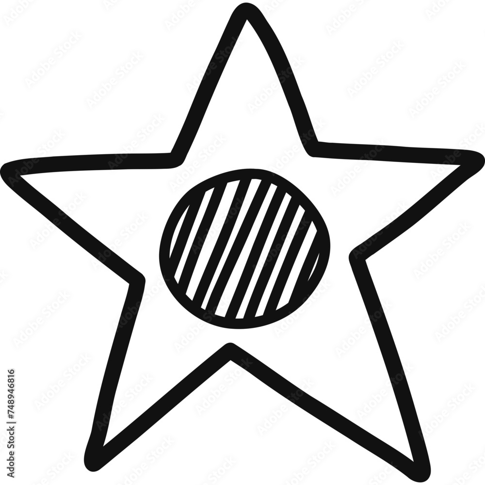 Cute hand drawn shaded checkbox in the shape of star. Done sign for ...