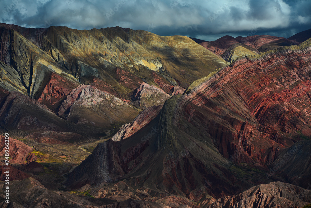 The dramatic landforms of the Cerro de los 14 Colores, or Fourteen ...