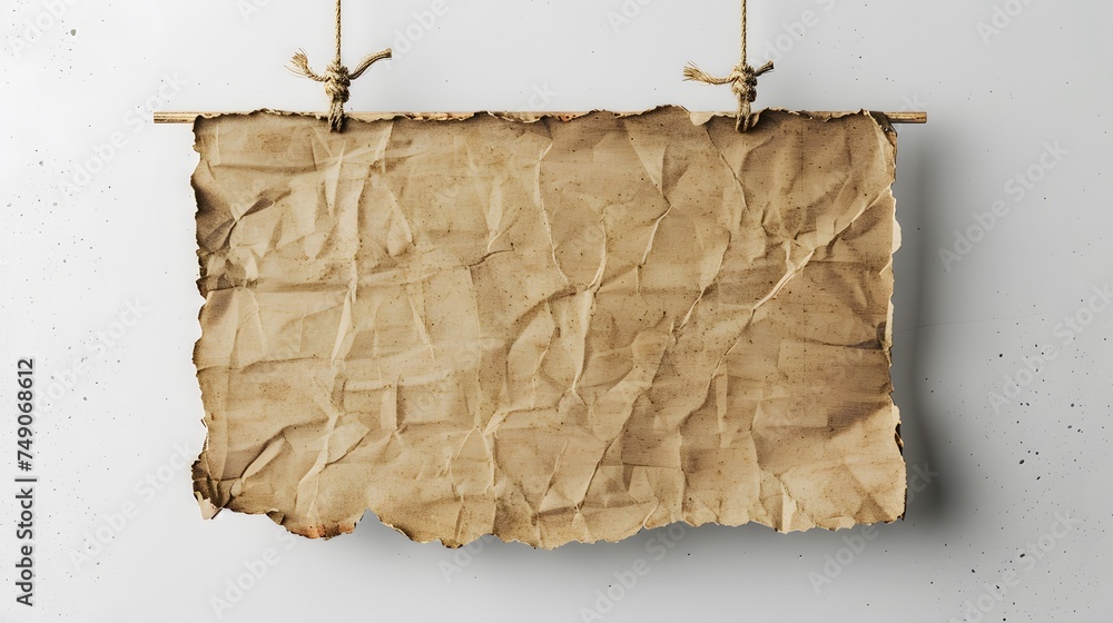 old torn and grunge poster paper sheet announcement sign hanged as ...