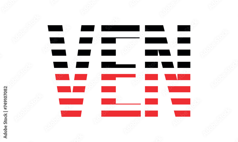 VEN three initial letter iconic line negative space minimal logo design ...