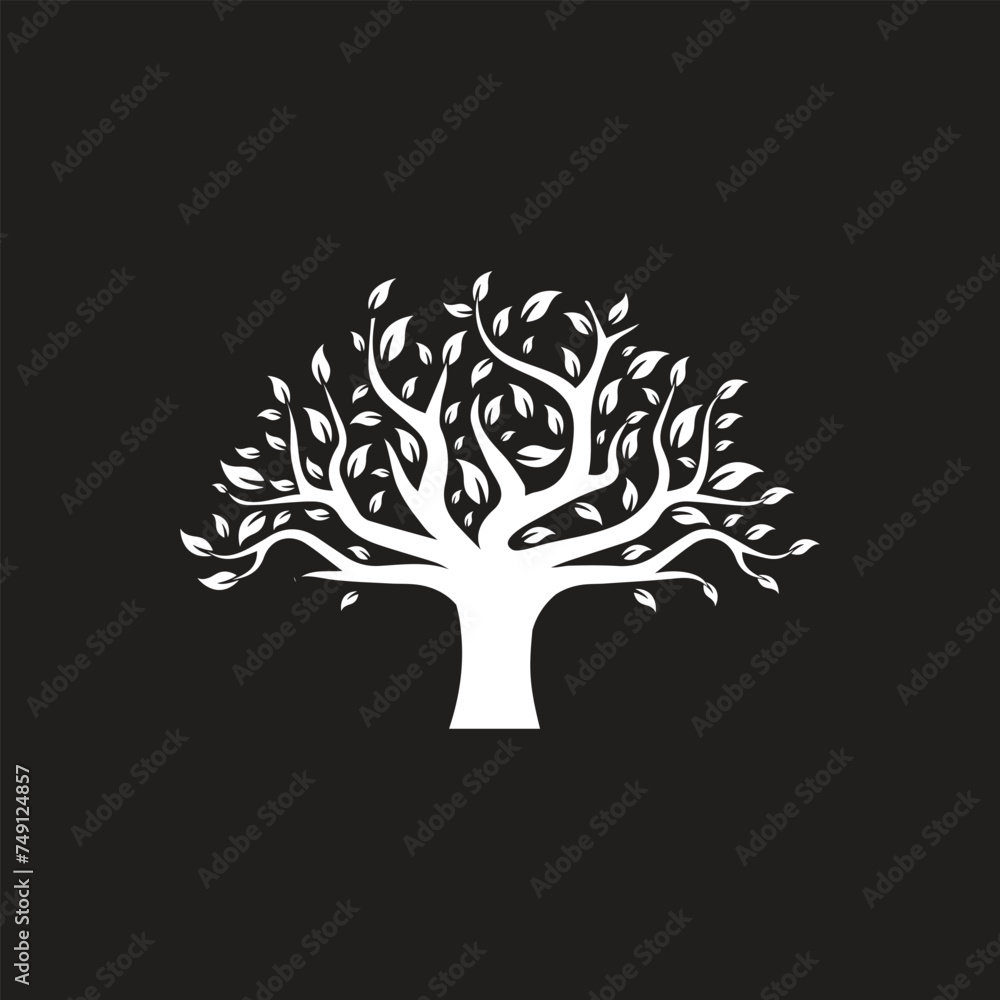 silhouette tree line drawing set, Side view, set of graphics trees ...