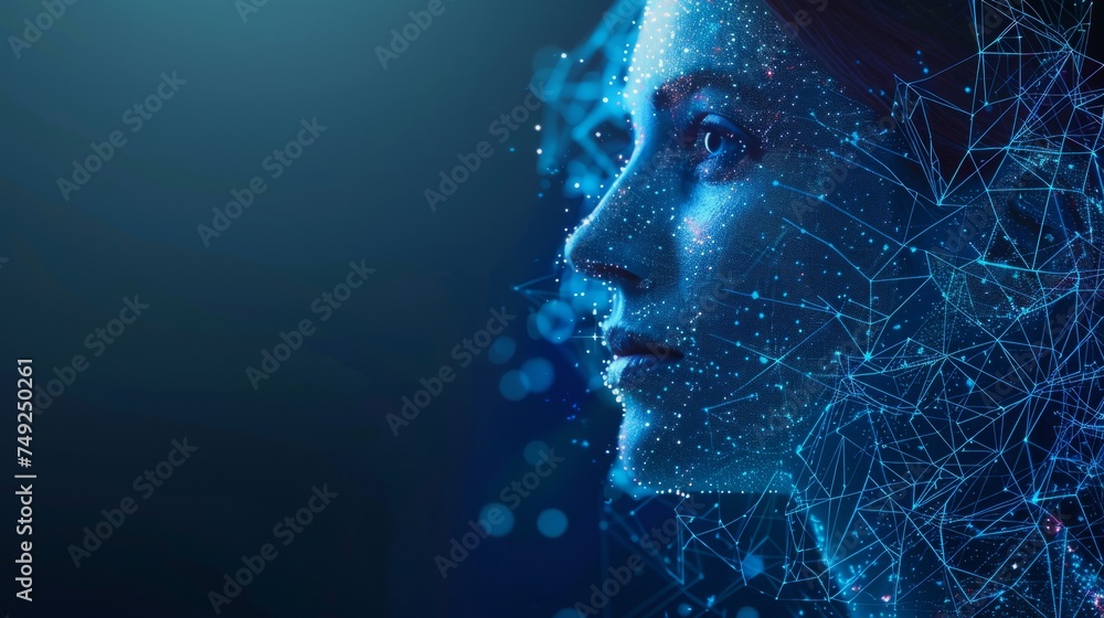 Photo Stock Artificial Intelligence Face Mapping and Recognition | Adobe Stock