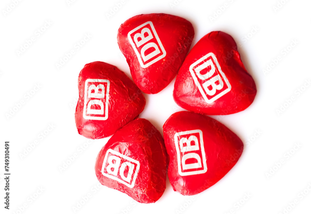 Red hearts of the German Federal Railway named Deutsche Bundesbahn DB ...