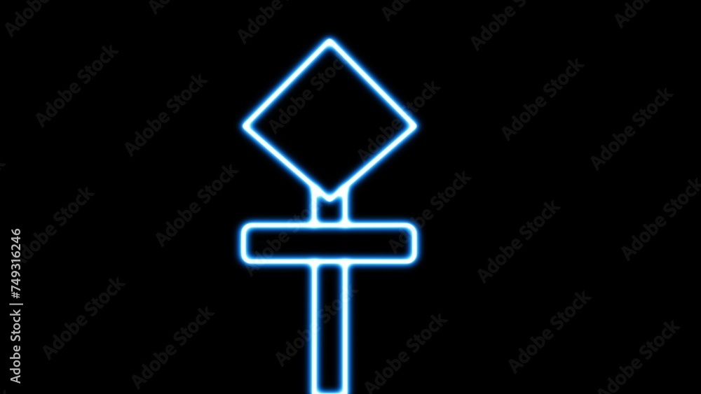 Blank Road Sign. Neon traffic signboard. Empty road with speed limit ...