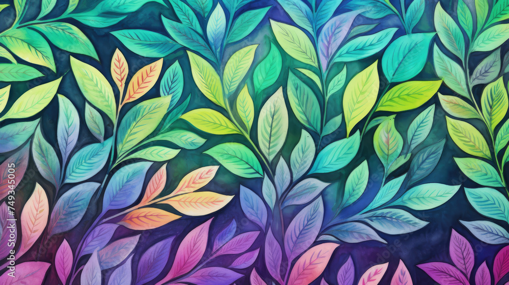 Abstract batik art pattern leaf watercolor in pastel lime green color ...