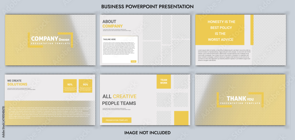 Yellow presentation templates elements on a white background. Vector ...