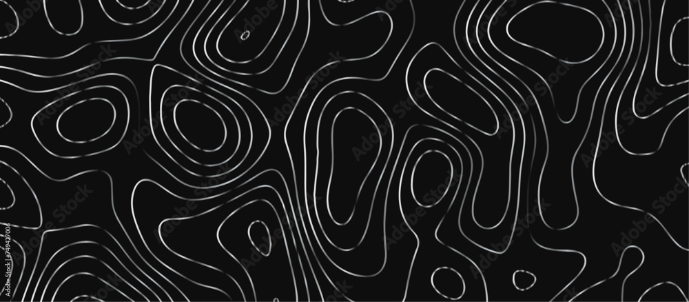 Abstract outline topographic contour map background. Dark texture ...
