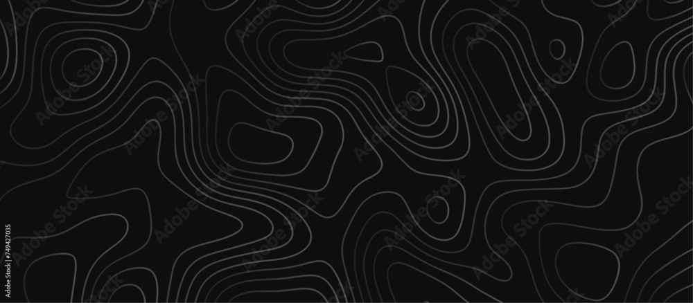 Abstract outline topographic contour map background. Dark texture ...