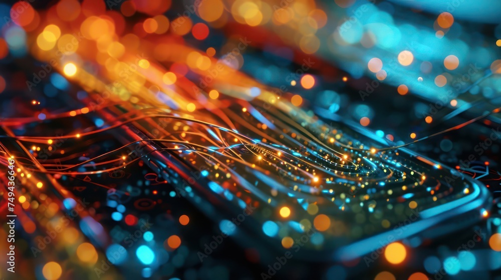 the importance of data encryption in mobile devices with an image of encrypted data streams ...