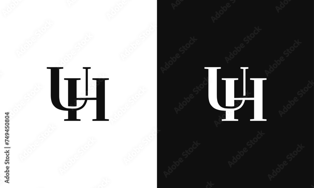 เวกเตอร์ Stock Letter UH, HU Logomark vector template, fully Editable ...