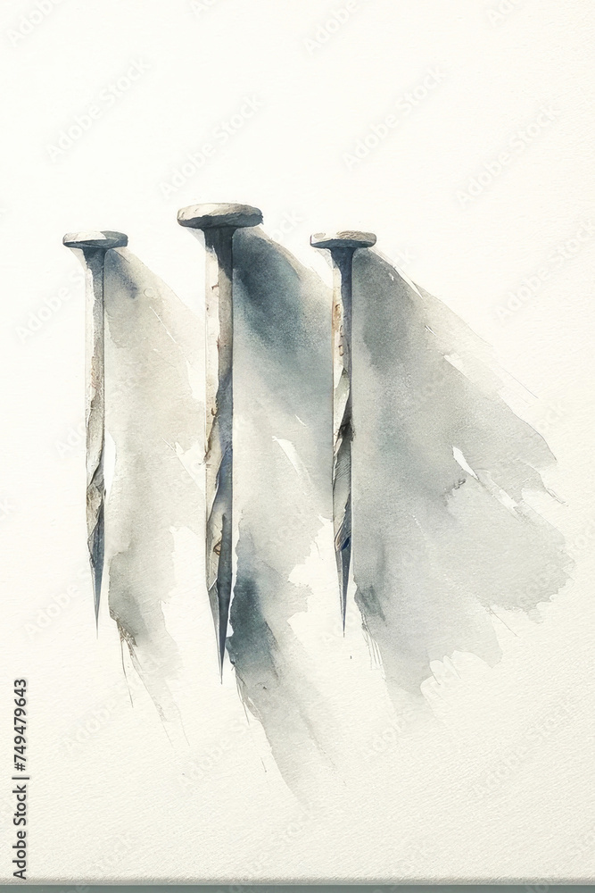 Arma Christi: Holy Nails, symbols of sacrifice. Drawing of nails on a ...