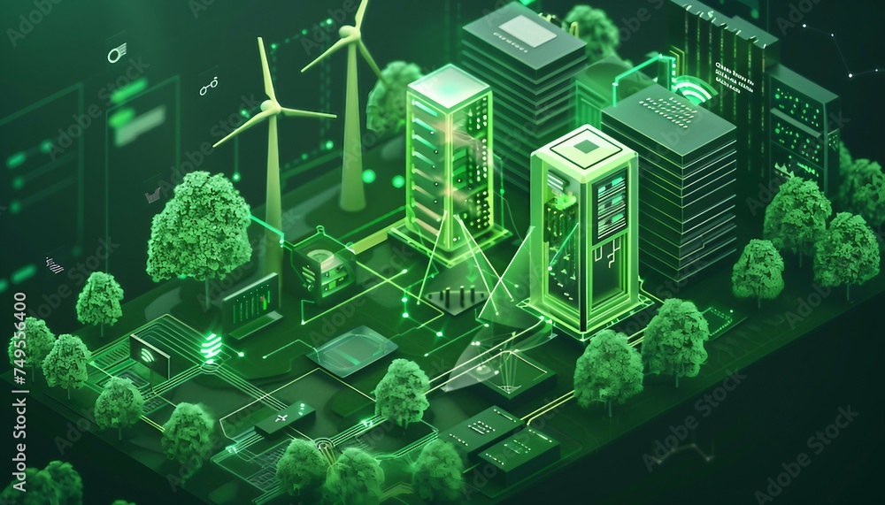 Green Data Center Sustainability, a green data center concept with an ...