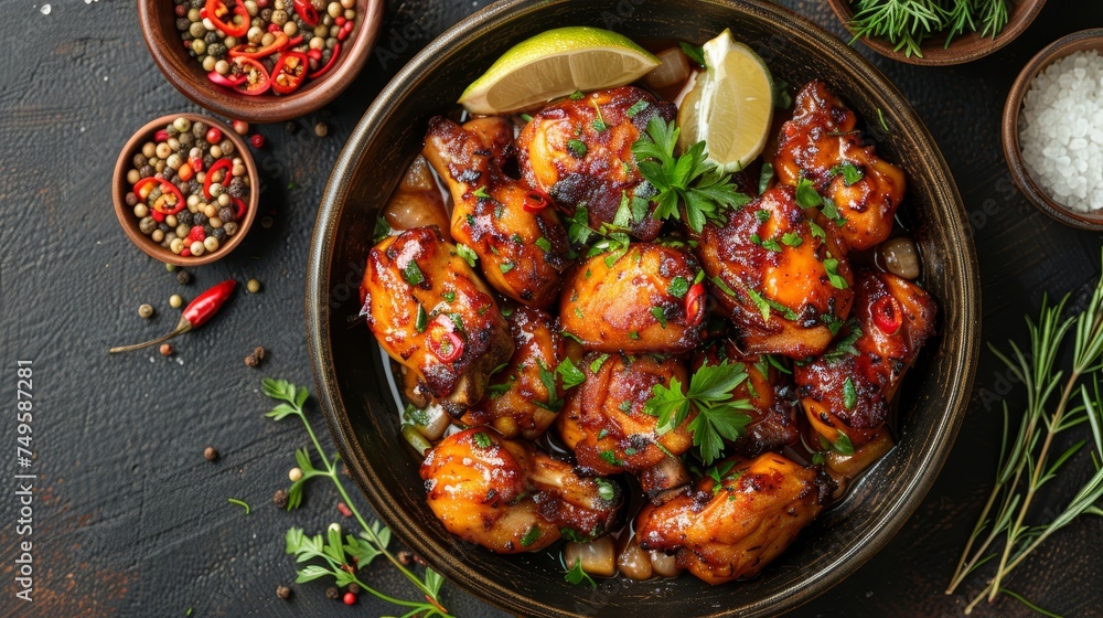 Authentic Filipino chicken adobo, top view Stock Photo | Adobe Stock