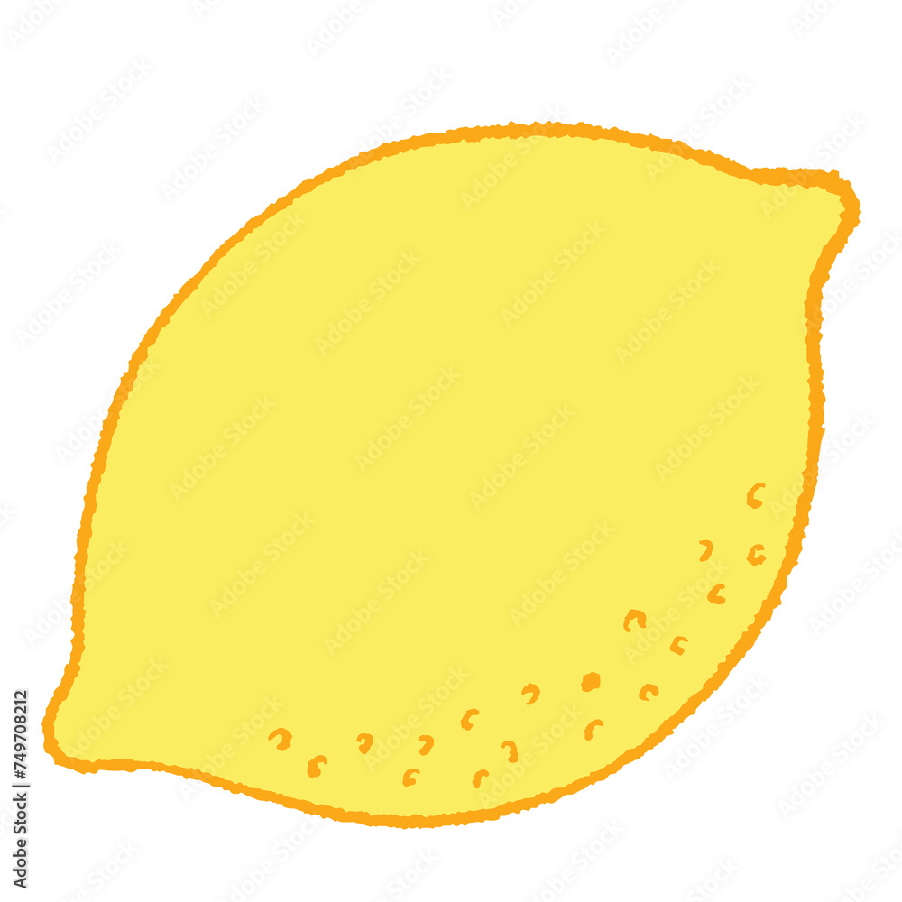 Hand drawn lemon in crayon colouring style for food, fruits, cafe ...