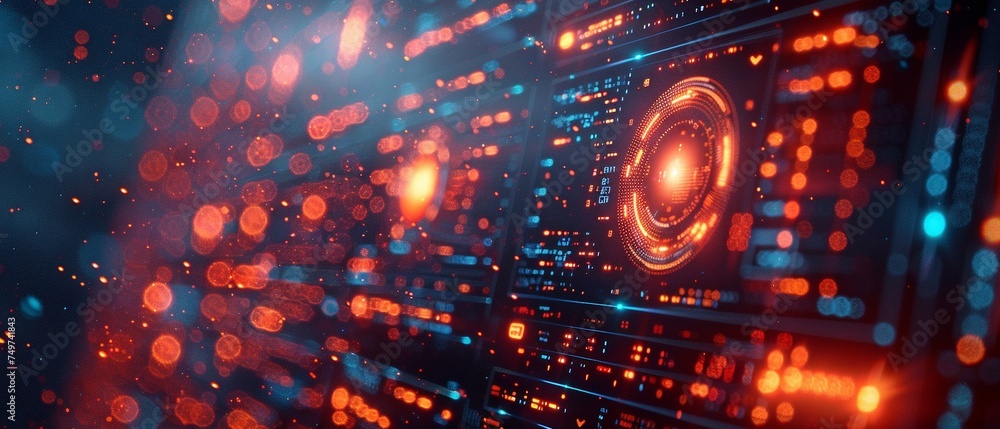 The idea of artificial intelligence (AI). profound understanding. GUI ...