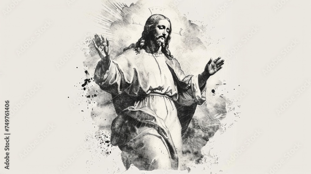 Стокове фото Jesus Christ. Black and white illustration | Adobe Stock