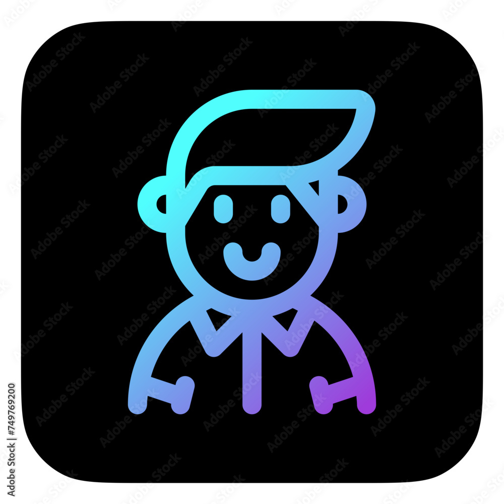 Editable hipster person with undercut hair avatar vector icon. User ...
