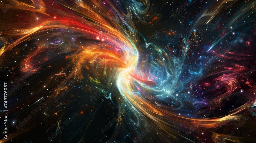 Nebula Symphony, Celestial Wonders. A vibrant journey through a space nebula, showcasing a ...