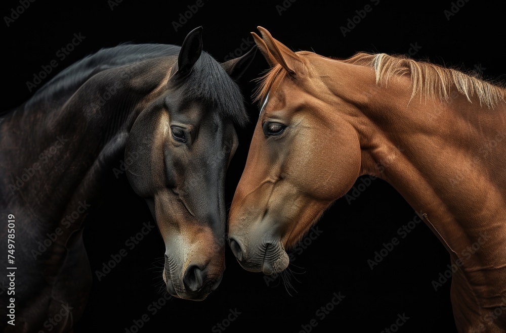 Two Horses Nuzzling Each Other, A Gentle Moment Between Two Horses ...