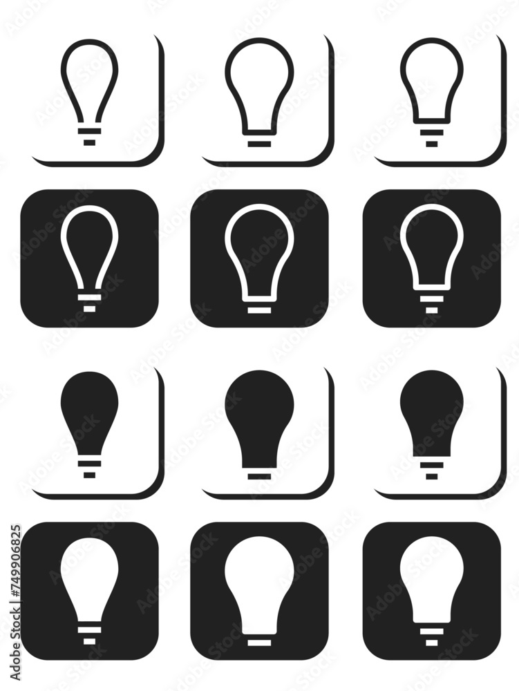 Light bulb icon set for computer screen UI / UX.Clean,Minimal ,pixel ...