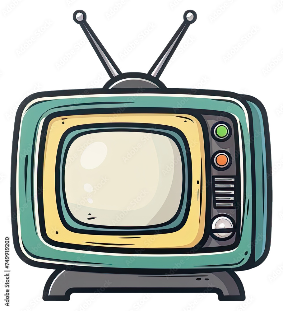 Retro Tv Set - Flat Logo Vector Cartoon Illustration. Isolated on a ...