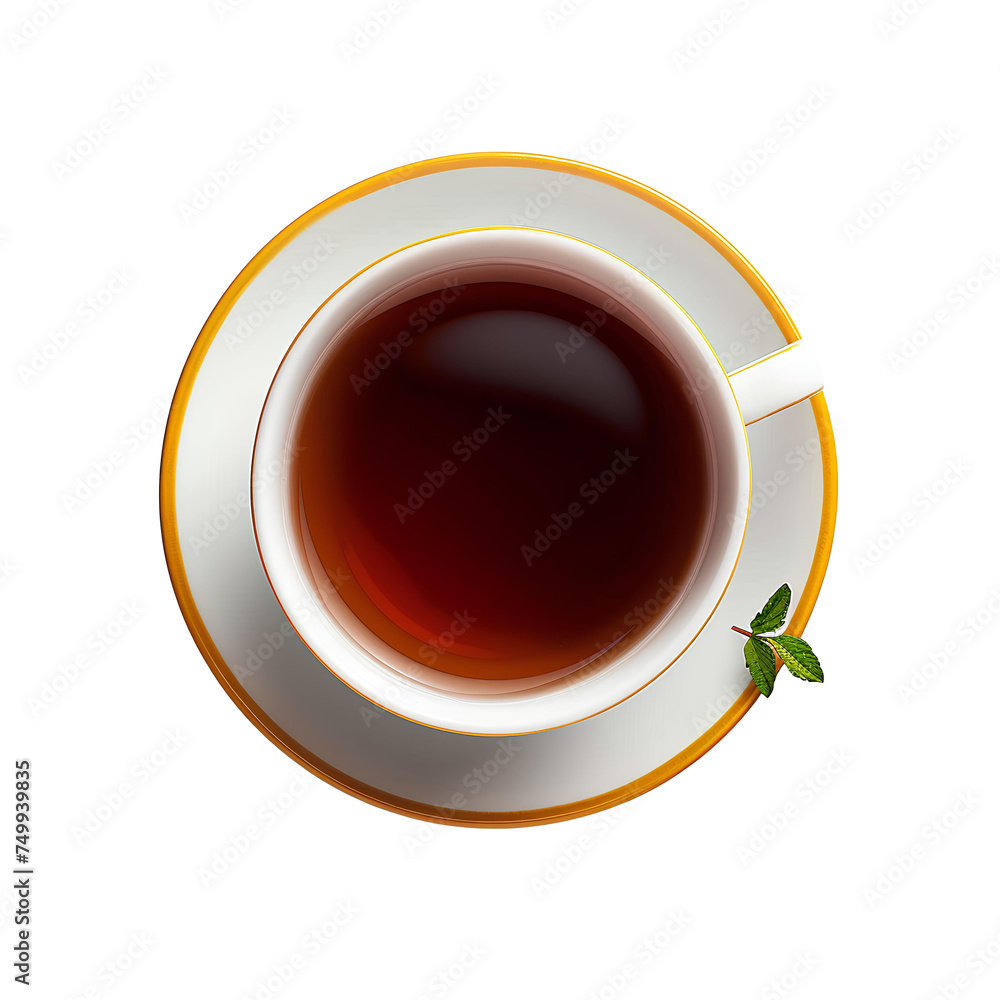 Tea in cup with plate PNG. Teacup and saucer top view isolated. Cup of ...