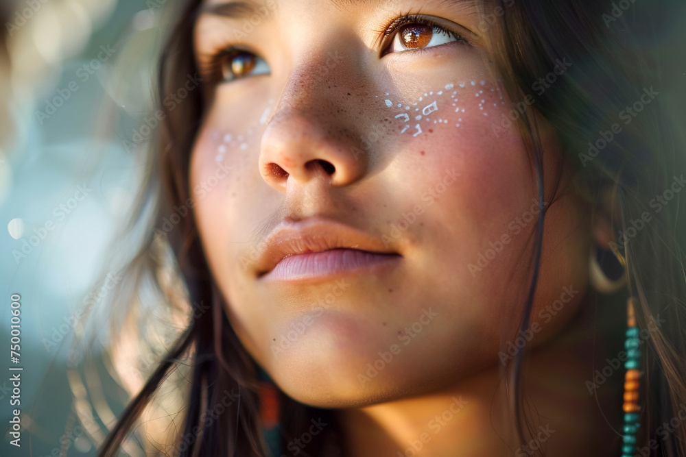Native American teen, attractive brunette with diverse cultural ...