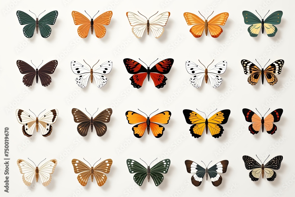 Printable colorful cute butterflies sticker clipart cartoon ...