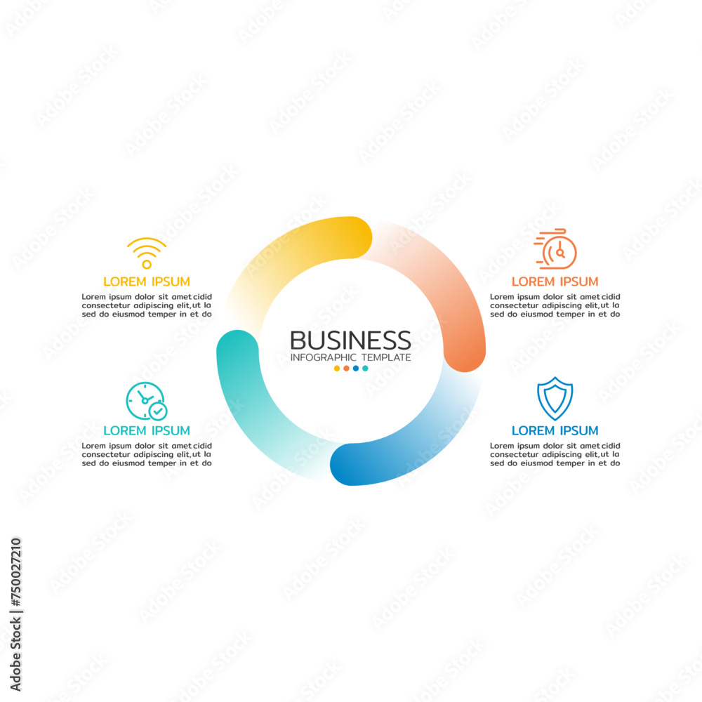 Stock-Vektorgrafik „Circular diagram with 4 option placed around center ...