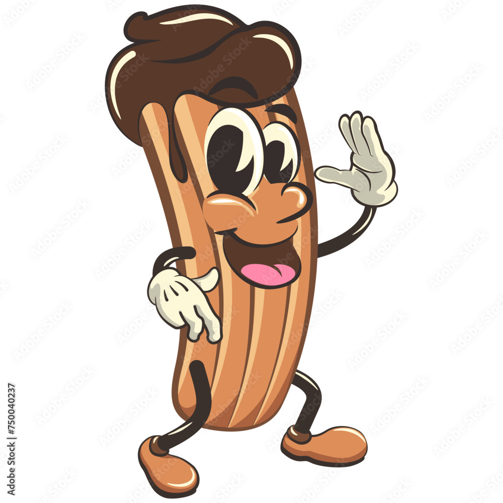 churro cartoon vector isolated clip art illustration mascot dancing ...