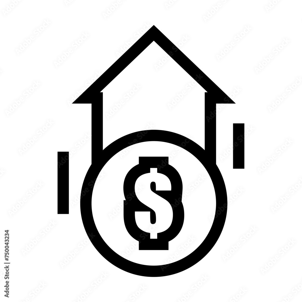 Icono de precio alto. Elevación financiera, costoso, valor monetario ...