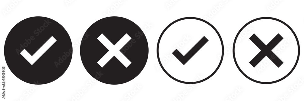 Checkmark cross icon Checkmark icon set. Checkmark right symbol tick ...
