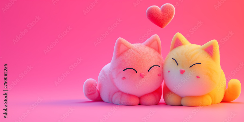 Cute cats in love positive background. Valentine's Day wallpaper. Cats ...