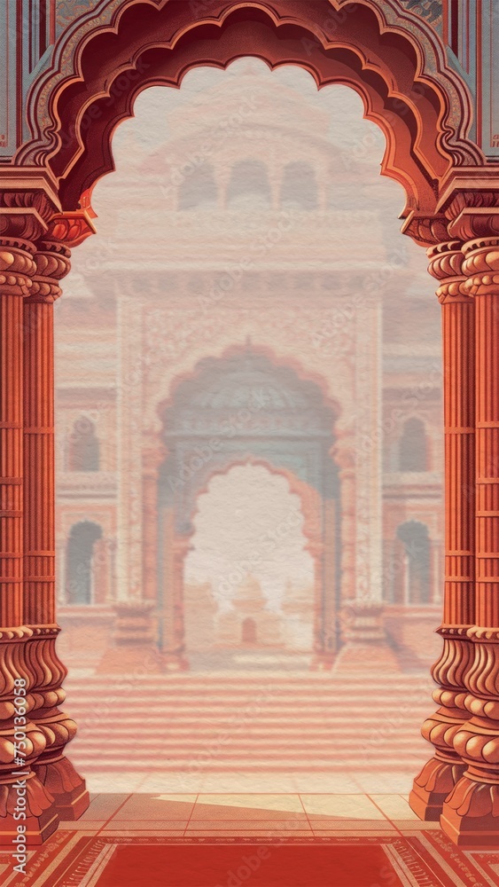 traditional wedding arch invitation design, ethic background for ...