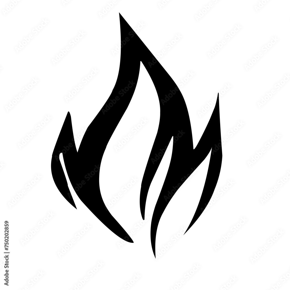 Ikon Api Hitam dan Putih Vektor Datar. Tanda Bentuk Api Unggun ...