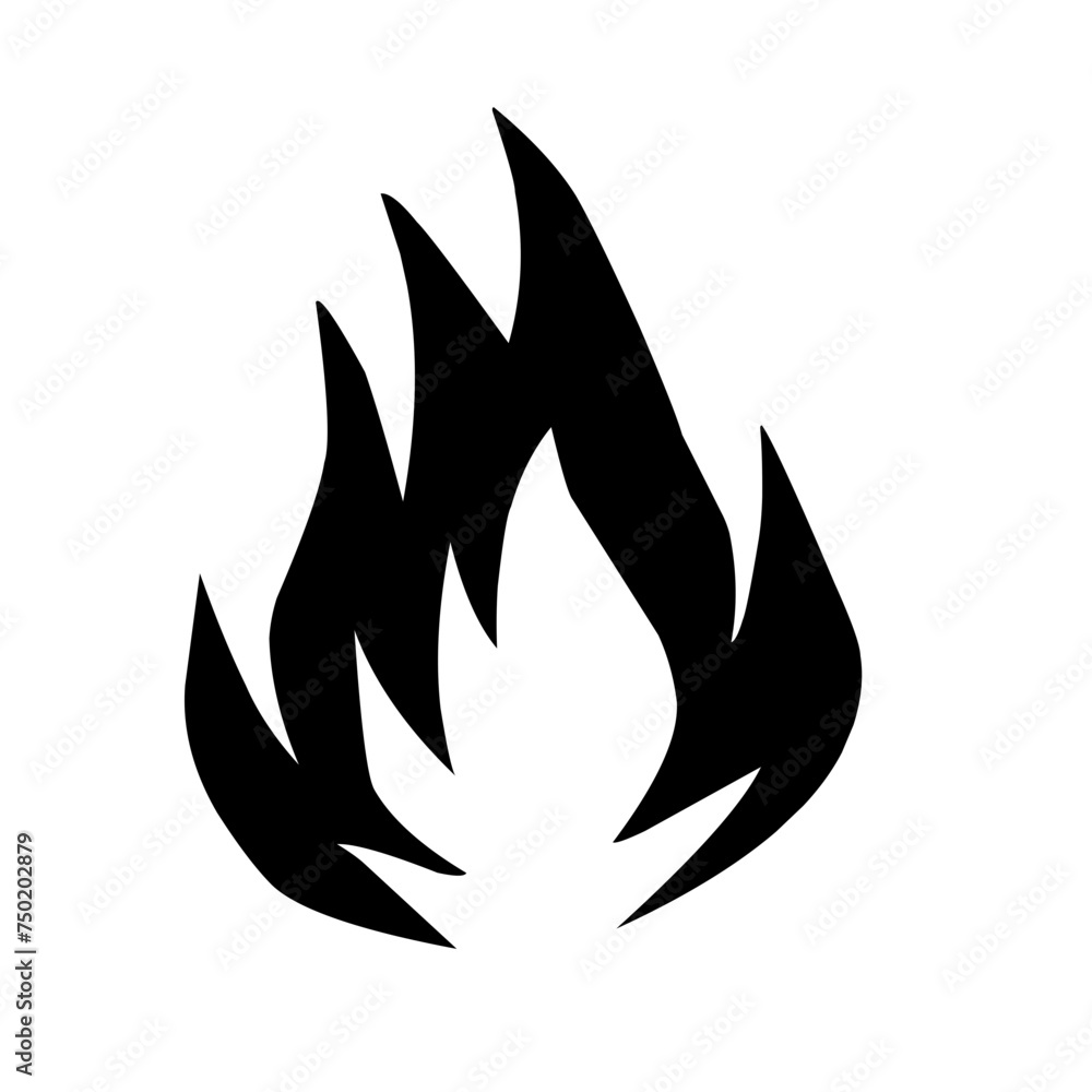 Ikon Api Hitam dan Putih Vektor Datar. Tanda Bentuk Api Unggun ...